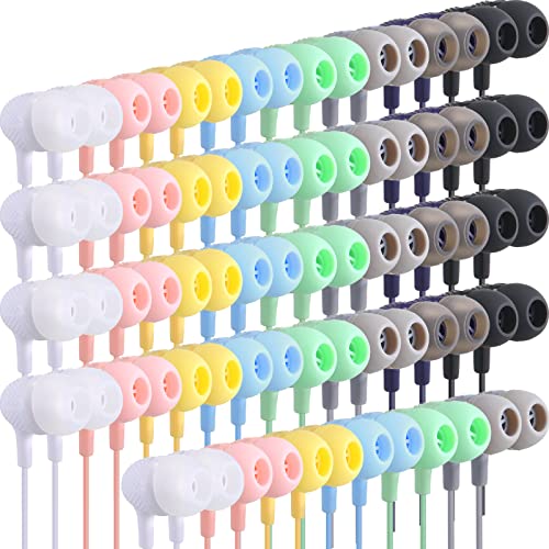 Macarrie 20 Pack Kids Earbuds Bulk 3.5 mm in-Ear Earphones Wired Earphones Without Mic Headphones for School Classroom Students Kids Adults Gifts (Multicolor)