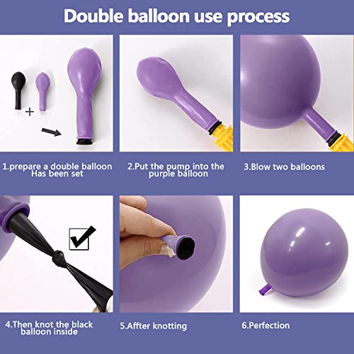 Purple Balloon Garland Kit - Double Stuffed Lavender Balloons Different Sizes 18/12/5 Inch Lilac Balloon Arch Latex Balloons For Birthday Baby Shower Wedding Bachelorette Party Decorations