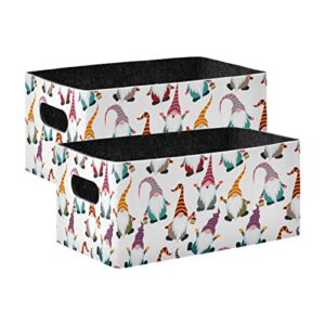 senya christmas storage baskets 2 pack, christmas gnomes seamless small foldable storage box for cosmetic organizing decorative baskets for shelves, table, home