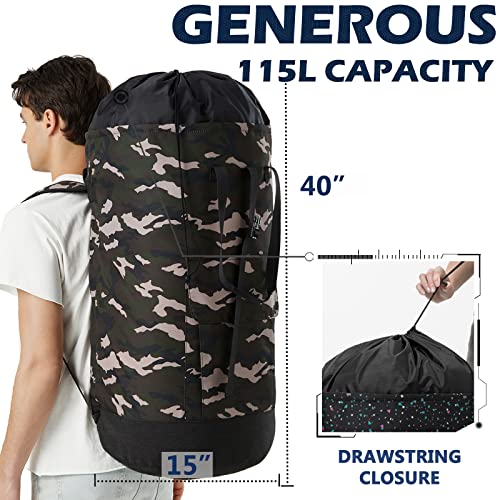 Laundry Bag Backpack 115L, Heavy Duty Laundry Bag with Shoulder Straps, Extra Large Dirty Clothes Hamper Bag for Travel, Laundromat, Apartment, Beach, Camping, College Dorm Room Essentials for Guys