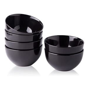 amorarc stoneware cereal bowls set for kitchen, 22oz ceramic deep soup bowls set of 6, black bowls set for breakfast, lunch, dinner. microwave&dishwasher safe, black