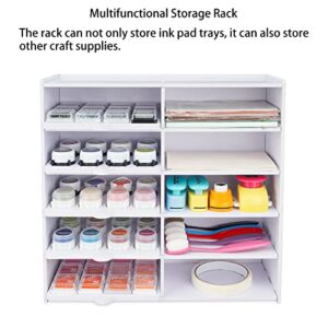 Sanfurney 10 Slots Ink Pad Tray Organizer Rack Compatible with Mini Distress Ink Pad Tray, Drop Ink Pad Tray, Mini Archival Ink Pad Tray (Trays are not Included) Stamp Pad Supplies Storage Holder