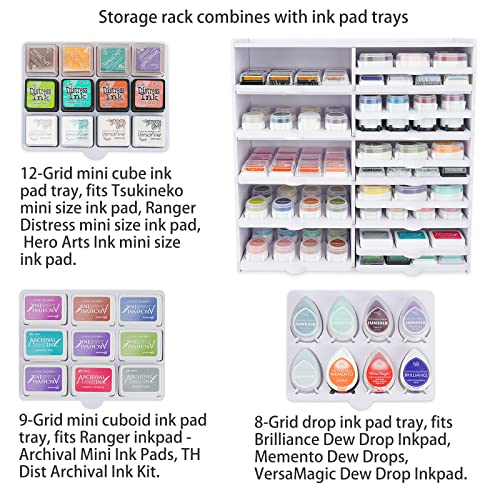 Sanfurney 10 Slots Ink Pad Tray Organizer Rack Compatible with Mini Distress Ink Pad Tray, Drop Ink Pad Tray, Mini Archival Ink Pad Tray (Trays are not Included) Stamp Pad Supplies Storage Holder