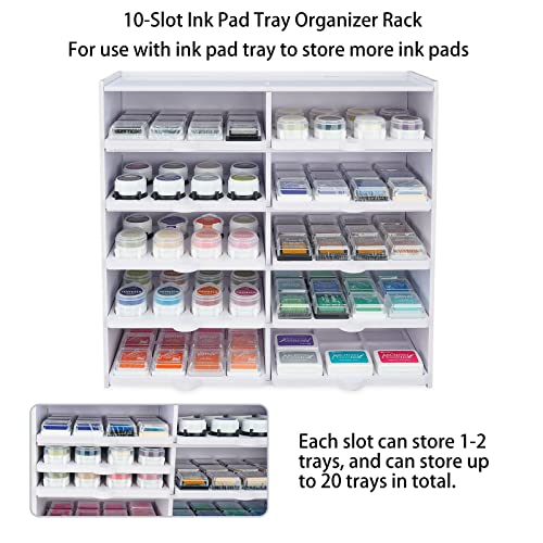 Sanfurney 10 Slots Ink Pad Tray Organizer Rack Compatible with Mini Distress Ink Pad Tray, Drop Ink Pad Tray, Mini Archival Ink Pad Tray (Trays are not Included) Stamp Pad Supplies Storage Holder