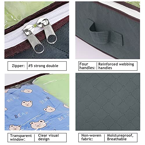 6-Pack 60L Clothes Storage & 6-Pack 90L Underbed Storage Bags, Clothes Storage Bins Foldable Closet Organizers with Durable Handles with Clear Window for Clothes Pillow Blankets Bedding