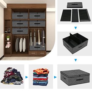 Onlyeasy Fabric Foldable Large Storage Boxes 2 Pack- Bins Cubes Dividers Containers Baskets Cloth Closet Shelf Cubby Bookcase Baby Organizer for Home with 2 Lids, 19.7"x16.5"x7.9", Black, MNALB50P2