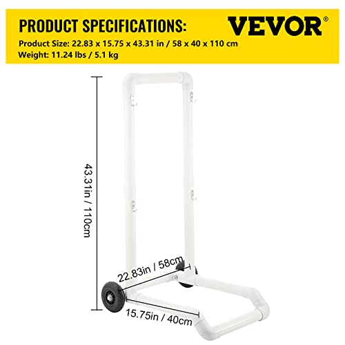 VEVOR Plastic Recycling Cart, 22.8" x 15.7" Hook-Type Moving Bin Cart with 2 Wheels, Easy Assembly & Weatherproof Well-Built Recycle Cart, for Simple Recycle Bin and Caddy, White