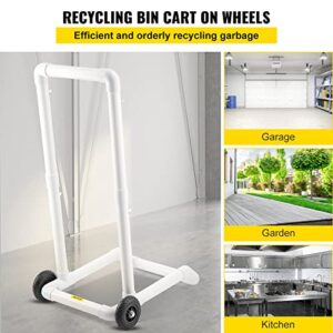 VEVOR Plastic Recycling Cart, 22.8" x 15.7" Hook-Type Moving Bin Cart with 2 Wheels, Easy Assembly & Weatherproof Well-Built Recycle Cart, for Simple Recycle Bin and Caddy, White