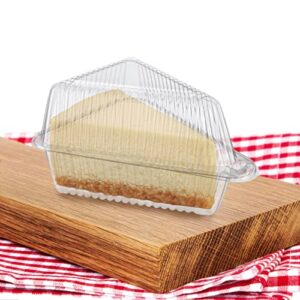 200 Pcs Transparent Cake Slice Containers Plastic Containers with Lids 5“ Clear Medium Hinged Lid Cheesecake Pie Container Disposable to Go Box Food Containers for Take Out Packaging