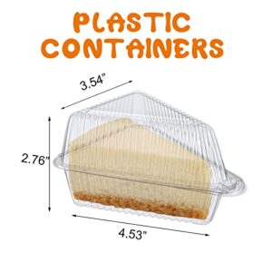 200 Pcs Transparent Cake Slice Containers Plastic Containers with Lids 5“ Clear Medium Hinged Lid Cheesecake Pie Container Disposable to Go Box Food Containers for Take Out Packaging