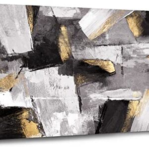 TIDOES Wall Pictures for Living Room Decor Abstract Canvas Wall Art Black Art Wall Decor Neutral Gold Wall Decorations for Office Home Decor 20"x40"