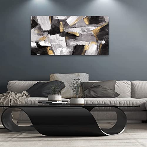 TIDOES Wall Pictures for Living Room Decor Abstract Canvas Wall Art Black Art Wall Decor Neutral Gold Wall Decorations for Office Home Decor 20"x40"