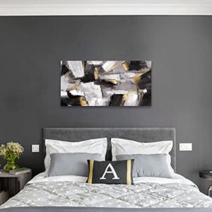 TIDOES Wall Pictures for Living Room Decor Abstract Canvas Wall Art Black Art Wall Decor Neutral Gold Wall Decorations for Office Home Decor 20"x40"