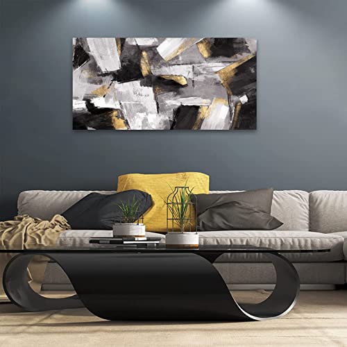 TIDOES Wall Pictures for Living Room Decor Abstract Canvas Wall Art Black Art Wall Decor Neutral Gold Wall Decorations for Office Home Decor 20"x40"