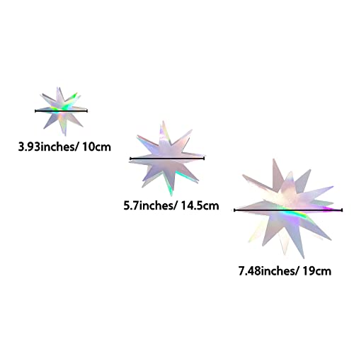 3D Star Disco Iridescent Silver Party Decorations Snowflake Garland, UNIIDECO Groovy Dance Euphoria Prom Party Twinkle Stars Decor, Iradescent Ceiling Hanging Bachelorette Graduation Supplies