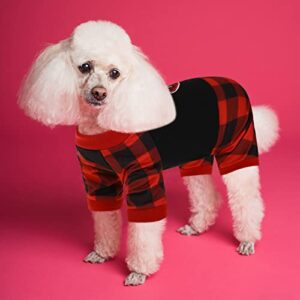 Dog Pajama Soft Dog Onesie Stretchy Pjs Pet Clothes Cat Shirt Outfit for Christmas Eve Costume Heart Reindeer Pattern