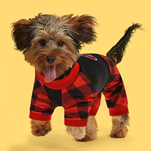 Dog Pajama Soft Dog Onesie Stretchy Pjs Pet Clothes Cat Shirt Outfit for Christmas Eve Costume Heart Reindeer Pattern