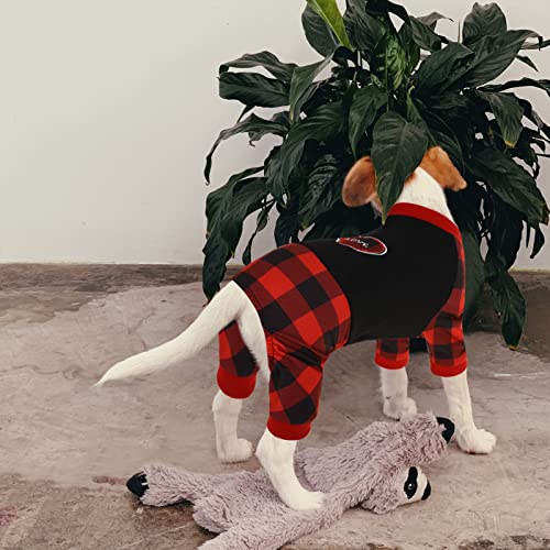 Dog Pajama Soft Dog Onesie Stretchy Pjs Pet Clothes Cat Shirt Outfit for Christmas Eve Costume Heart Reindeer Pattern