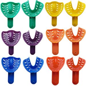 gxxmei 12pcs 6 sizes dental impression tray for adult/children, plastic materials teeth holder dental central supply for oral tools