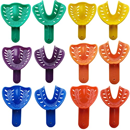 GXXMEI 12PCS 6 Sizes Dental Impression Tray for Adult/Children, Plastic Materials Teeth Holder Dental Central Supply for Oral Tools