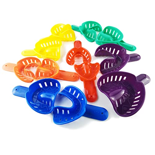 GXXMEI 12PCS 6 Sizes Dental Impression Tray for Adult/Children, Plastic Materials Teeth Holder Dental Central Supply for Oral Tools