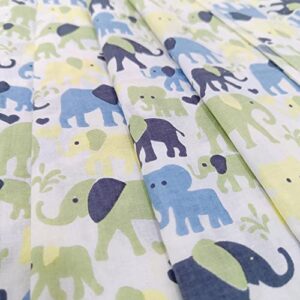 Trade Star 3 Yard Hand Block Printed 100% Super Soft Natural Dyes Cotton Fabric for Kids Bedding Decor (Baby Elephant)