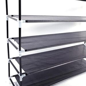 5 Tiers Non-Woven Fabric Shoe Rack with Handle Black