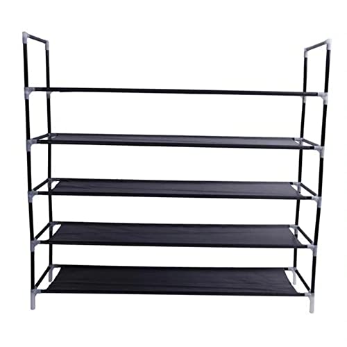 5 Tiers Non-Woven Fabric Shoe Rack with Handle Black