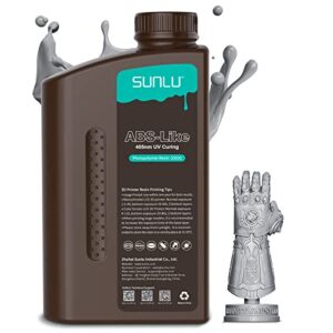 sunlu 2000g abs like resin for 3d printer, 405nm uv curing photopolymer rapid 3d resin for 2k 4k 6k 8k lcd/dlp/sla 3d printers, non-brittle & high precision & low shrinkage, 2kg, grey