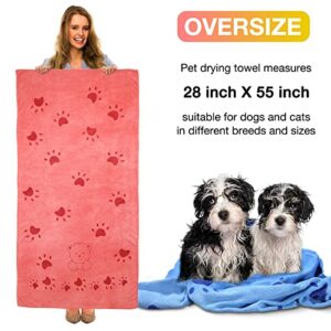 8 Pcs 55 x 28 Inches Dog Towels Pet Bath Drying Towels Absorbent Microfiber Soft Beach Towels for Small Medium Large Cat Puppy Shower Cleaning Accessories, 8 Colors