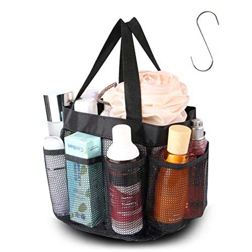 Faswyong Mesh Shower Caddy,Portable Shower Caddy Dorm, Quick Dry Mesh Shower Caddy, Bathroom mesh shower Caddy For College Dorm Room Essentials, Gym, Bathroom, Camp, Travel(black)