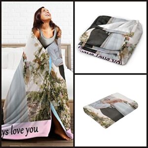 Yeacun Custom Blanket with Photo Text, Customized Picture Personalized Flannel Throw Blankets for Adult Kid Birthday Christmas Halloween Fathers Mothers Valentines Day Gift - 30"x 40"