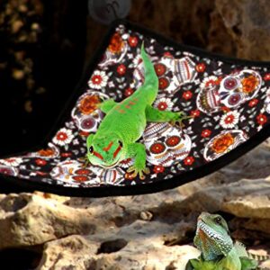 Abizoo Bearded Dragon Hammock, Skull Theme Reptile Lizard Lounger, Punk Style Chameleon Tank Accessories for Leopard Gecko Iguana Snake Frog Hermit crab Halloween Decor