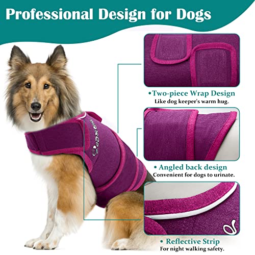 Zeaxuie Baby-Use-Grade Dog Anxiety Vest, Breathable Dog Jacket Wrap for Thunderstorm, Travel, Fireworks, Vet Visits- Calming Coat for Small, Medium & Large Dogs-M-Purple