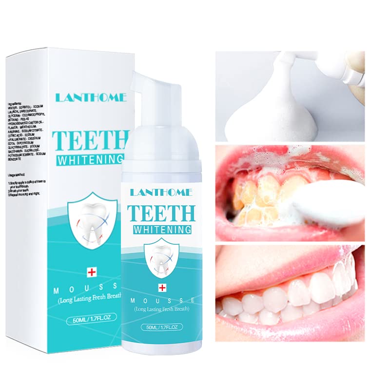 MIESCHER Teeth Whitening Mousse, Refreshing Breath Deep Cleaning Foam Toothpaste Natural Mouth Wash Water,Teeth Whitening Toothpaste Ultra Fine Mousse Foam Reduce Stains Oral Care Toothpaste