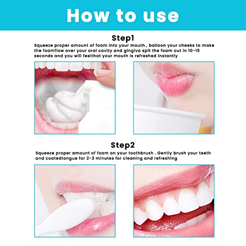 MIESCHER Teeth Whitening Mousse, Refreshing Breath Deep Cleaning Foam Toothpaste Natural Mouth Wash Water,Teeth Whitening Toothpaste Ultra Fine Mousse Foam Reduce Stains Oral Care Toothpaste