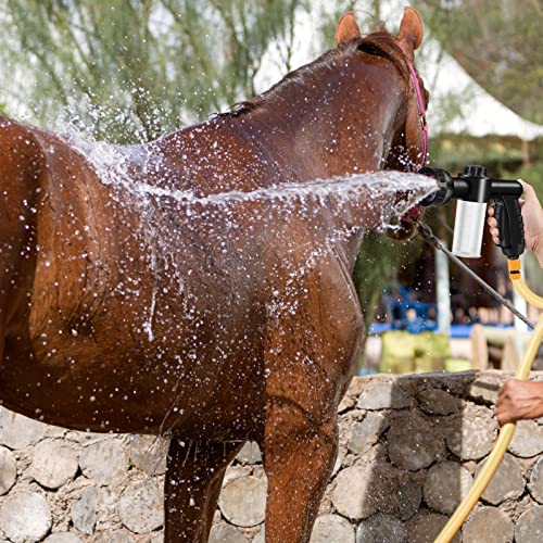 Pup Jet Dog Wash, 8 in 1 Dog Wash Hose Attachment with Soap Dispenser, Dog Washer Water Hose Spray Nozzle, for All Kinds of Pet Showers, Car Wash, Watering Lawns and Plants (Black)