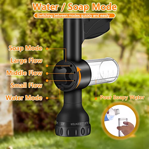 Pup Jet Dog Wash, 8 in 1 Dog Wash Hose Attachment with Soap Dispenser, Dog Washer Water Hose Spray Nozzle, for All Kinds of Pet Showers, Car Wash, Watering Lawns and Plants (Black)