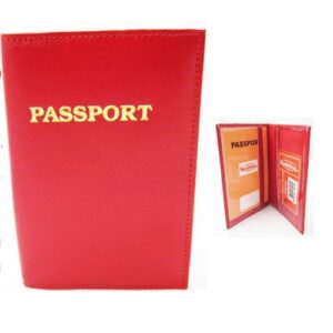 red leather passport holder rfid blocking case cover access reader id travel new