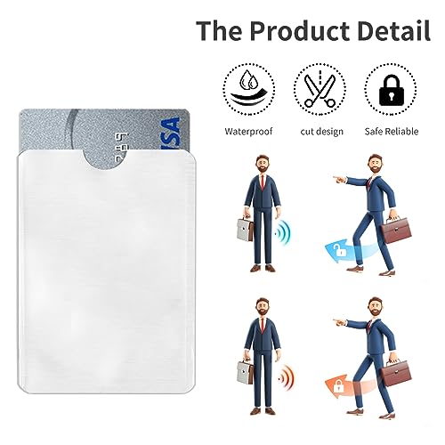 Owfeel RFID Blocking Secure Credit Card Sleeves Pack of 15 Contactless Card Protection Holders Credit Card ID Anti Theft Waterproof Protector- Silver