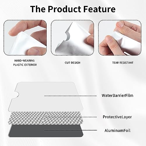 Owfeel RFID Blocking Secure Credit Card Sleeves Pack of 15 Contactless Card Protection Holders Credit Card ID Anti Theft Waterproof Protector- Silver