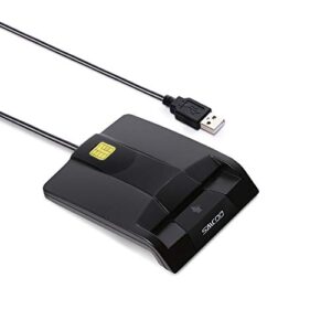 saicoo dod military usb common access cac smart card reader, compatible with mac os, win (horizontal version)