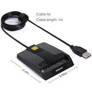 Saicoo DOD Military USB Common Access CAC Smart Card Reader, Compatible with Mac OS, Win (Horizontal Version)