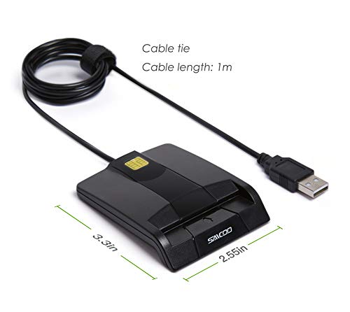 Saicoo DOD Military USB Common Access CAC Smart Card Reader, Compatible with Mac OS, Win (Horizontal Version)