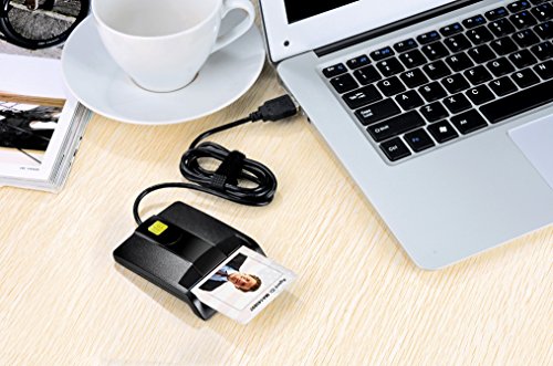 Saicoo DOD Military USB Common Access CAC Smart Card Reader, Compatible with Mac OS, Win (Horizontal Version)