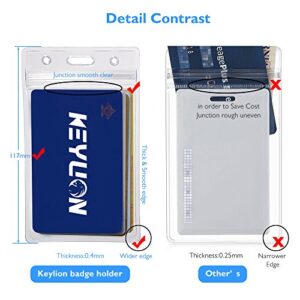 KEYLION 10 Pack ID Card Badge Holder Vertical, Heavy Duty Clear Vinyl Plastic PVC Sleeve Cover w Waterproof Resealable Zip, fit 5 Credit Size Cards or 2.25" x 3.5" Name Badge Inserts