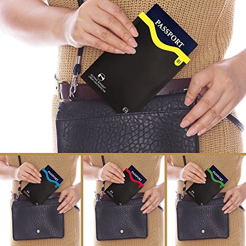 18 RFID Blocking Sleeves (14 Credit Card Holders & 4 Passport Protectors) Ultimate Premium Identity Theft Protection Sleeve Set for Men & Women. Smart Slim Profile Design (Color Numbered Versatile)