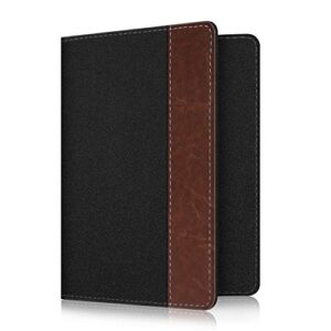 fintie passport holder, slim travel wallet rfid blocking card case cover passport cover protector travel essentials with credit card slots for women/men (denim black)