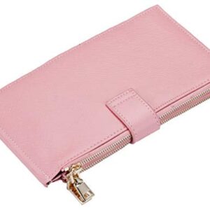 Travelambo Womens Wallet RFID Blocking Bifold Multi Card Case Wallet with Zipper Pocket Crosshatch (Pink Sakura 2191)