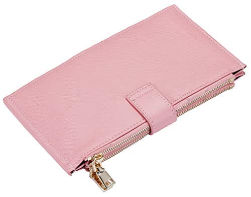 Travelambo Womens Wallet RFID Blocking Bifold Multi Card Case Wallet with Zipper Pocket Crosshatch (Pink Sakura 2191)